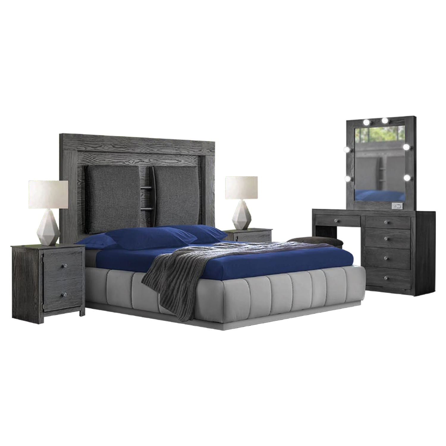 Recámara July Queen Size Gris - Villarreal Muebles