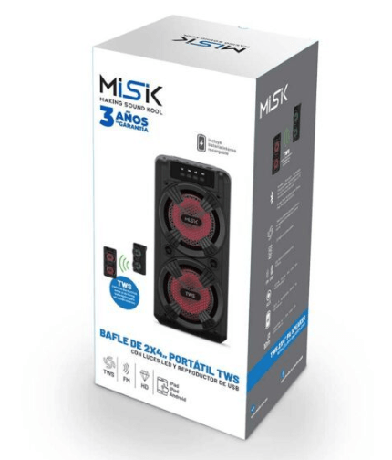 Bocina Misik TWS MS209 2x4" 60W LED Bluetooth Portátil - Villarreal ...